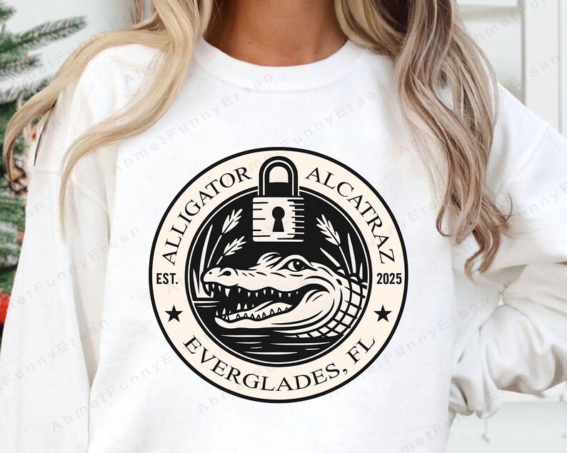 Alligator Alcatraz Badge PNG – Vintage Everglades Florida Gator Prison ...