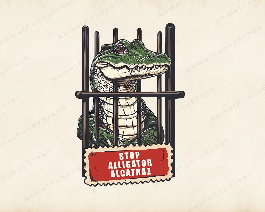 Stop Alligator Alcatraz PNG – Protest Gator Behind Bars Illustration ...