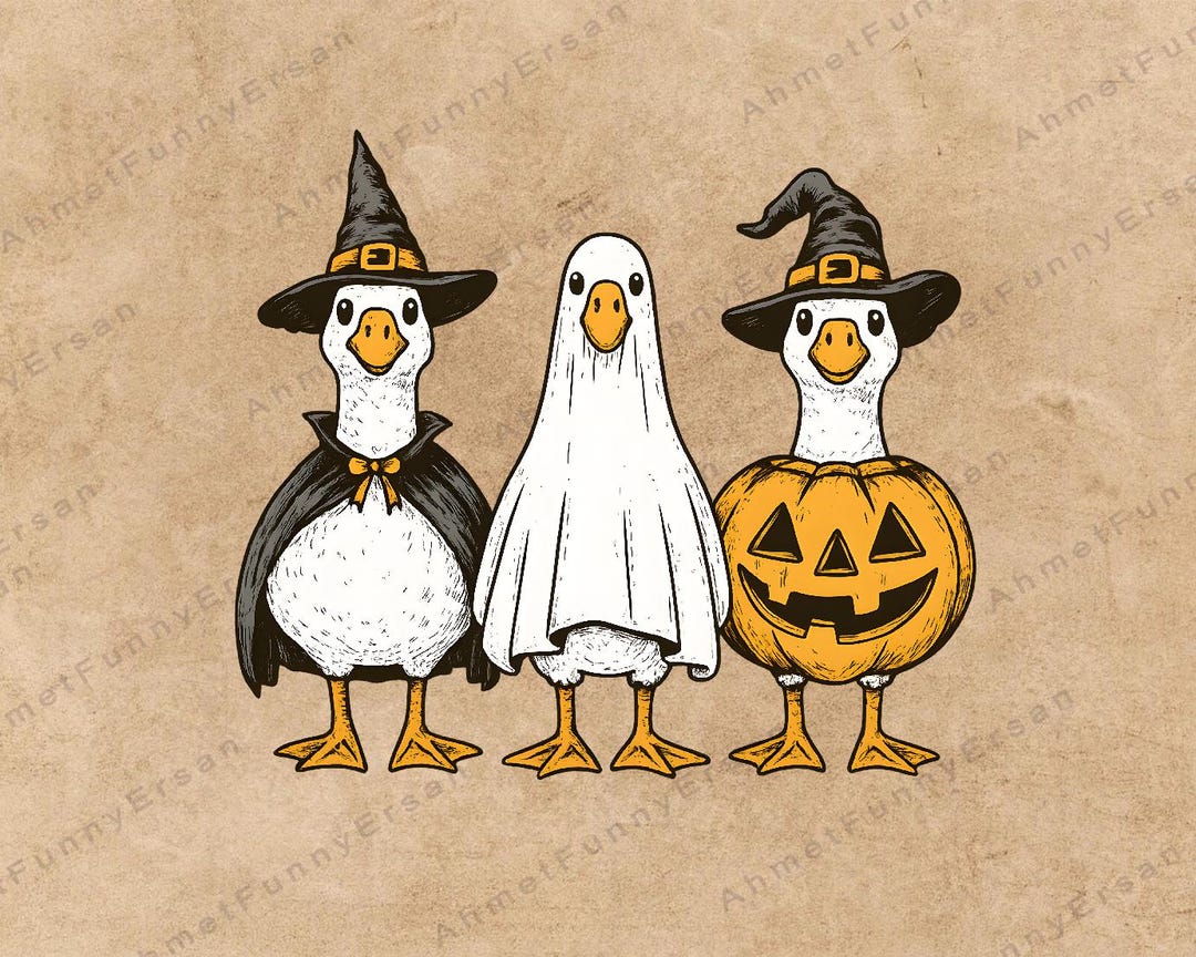 Halloween Duck PNG, Cute Halloween Ducks With Witch Hat, Ghost ...