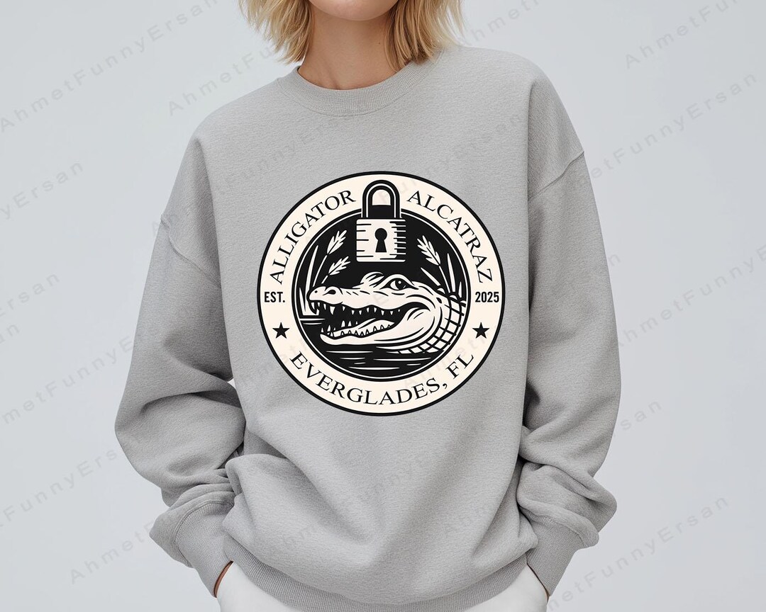 Alligator Alcatraz Badge PNG – Vintage Everglades Florida Gator Prison ...