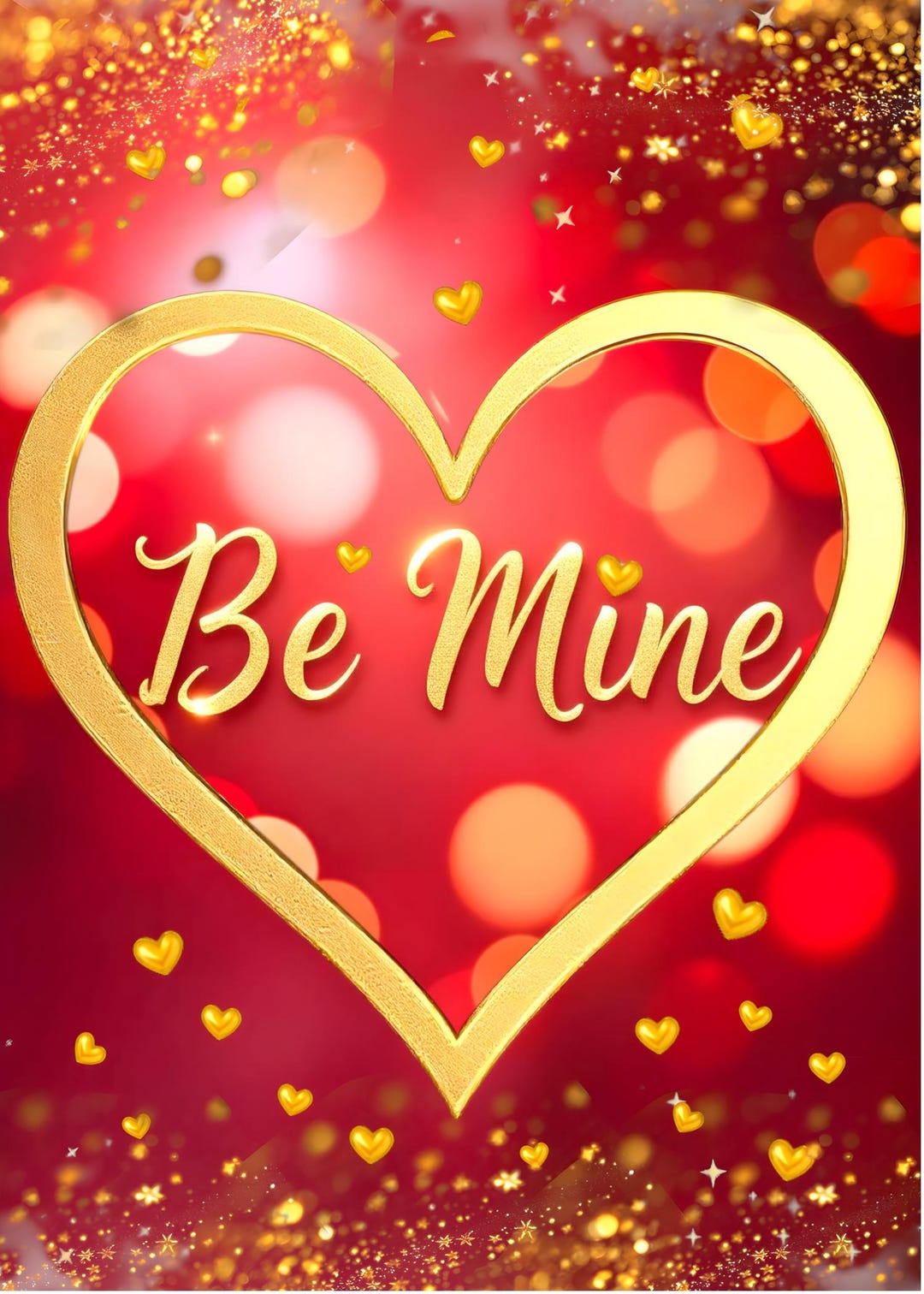 Be Mine Red & Gold Valentines , 5x7 Digital Card/print - Etsy