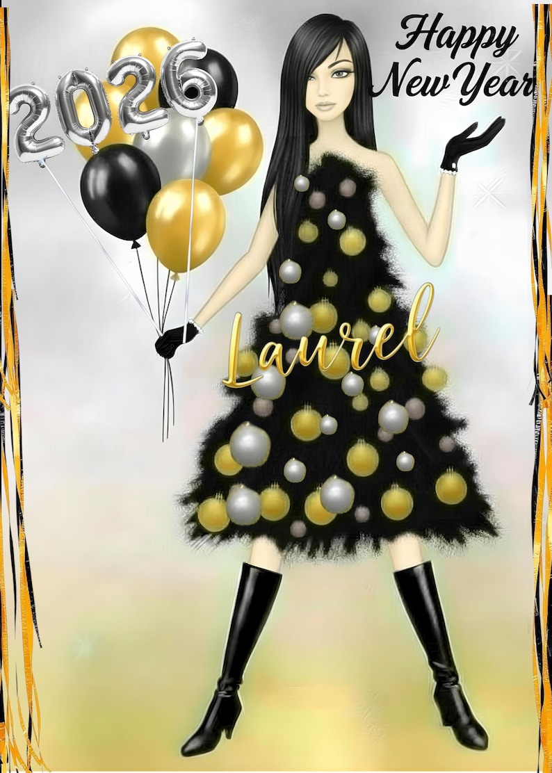 Personalizable Girlfriend Happy New Year 2026, 5x7 Print Ready Digital ...