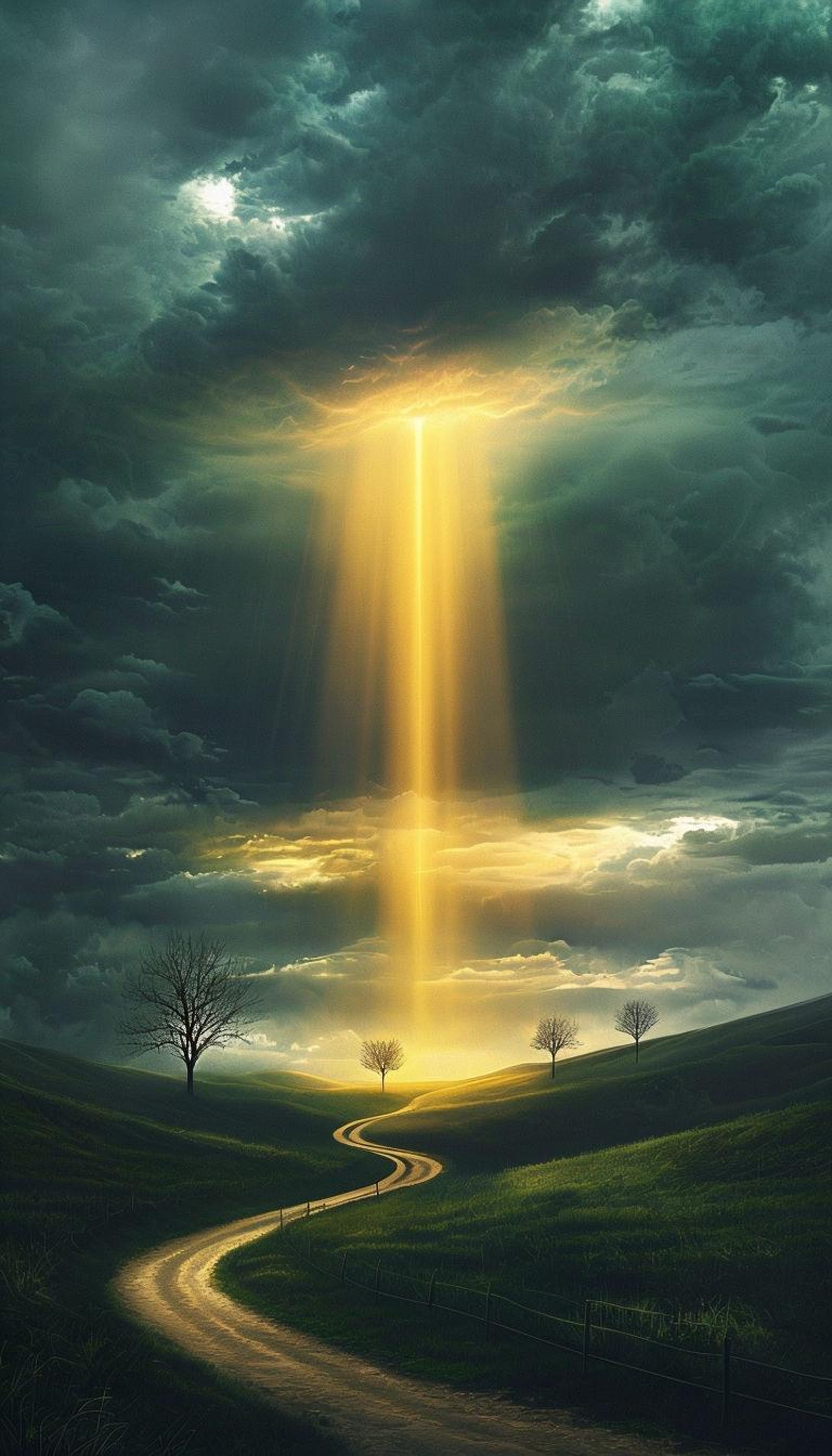 Heavenly Light Path – Surreal Landscape Digital Art Print, Dramatic ...