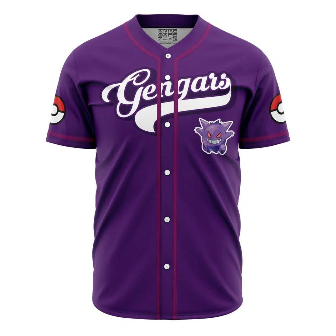 Trippy Ghostly Evolution Gengar Pokemon Baseball Jersey, Anime Baseball ...