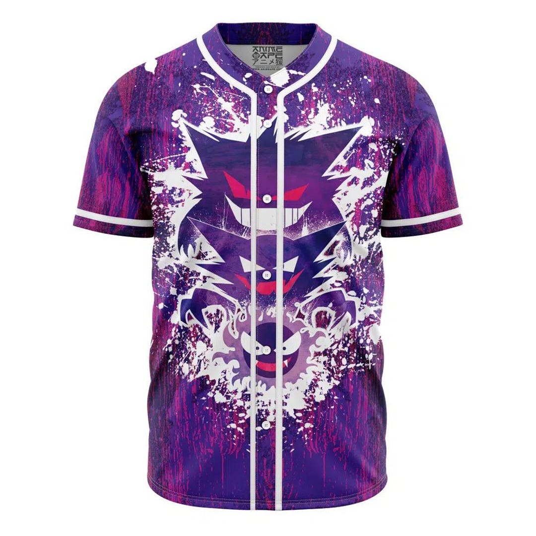 Trippy Ghostly Evolution Gengar Pokemon Baseball Jersey, Anime Baseball ...