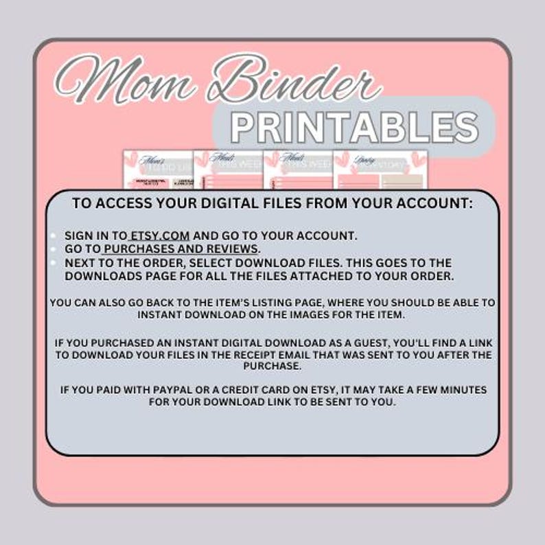 Mom Binder Editable PDF | Household Organizer | Weekly Planner | Meal ...