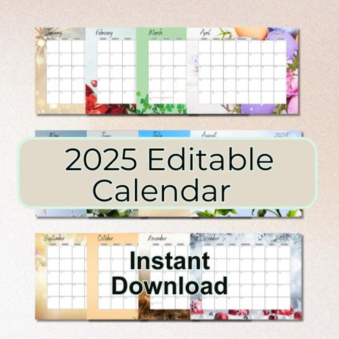 2025 Fillable Digital Calendar | Printable PDF | Monthly & Yearly ...