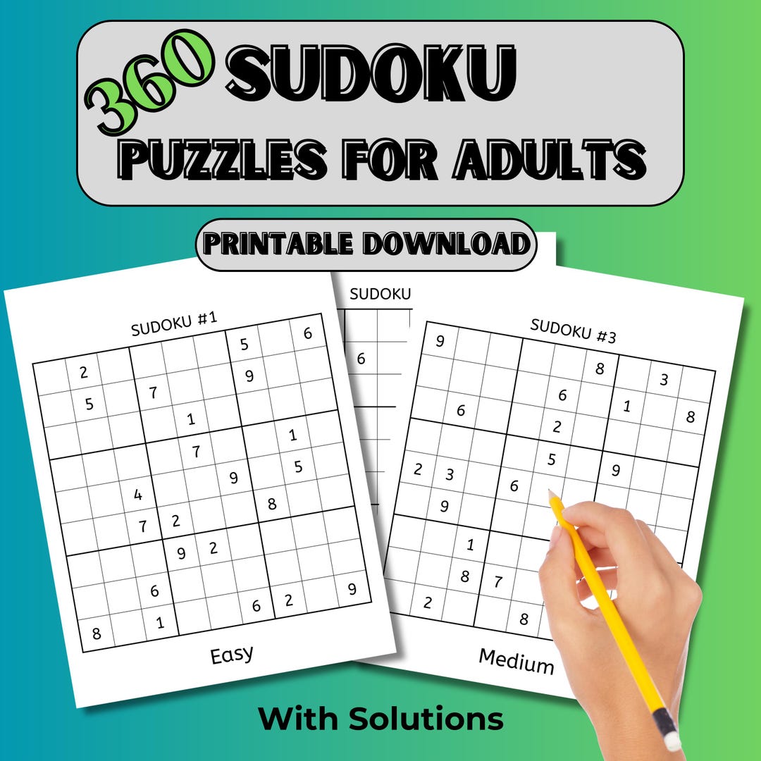 360 Sudoku Puzzles for Adults - Easy, Medium & Hard | Printable Brain ...