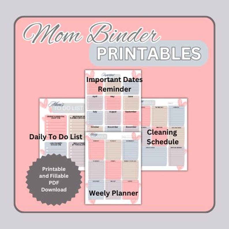 Mom Binder Editable PDF | Household Organizer | Weekly Planner | Meal ...