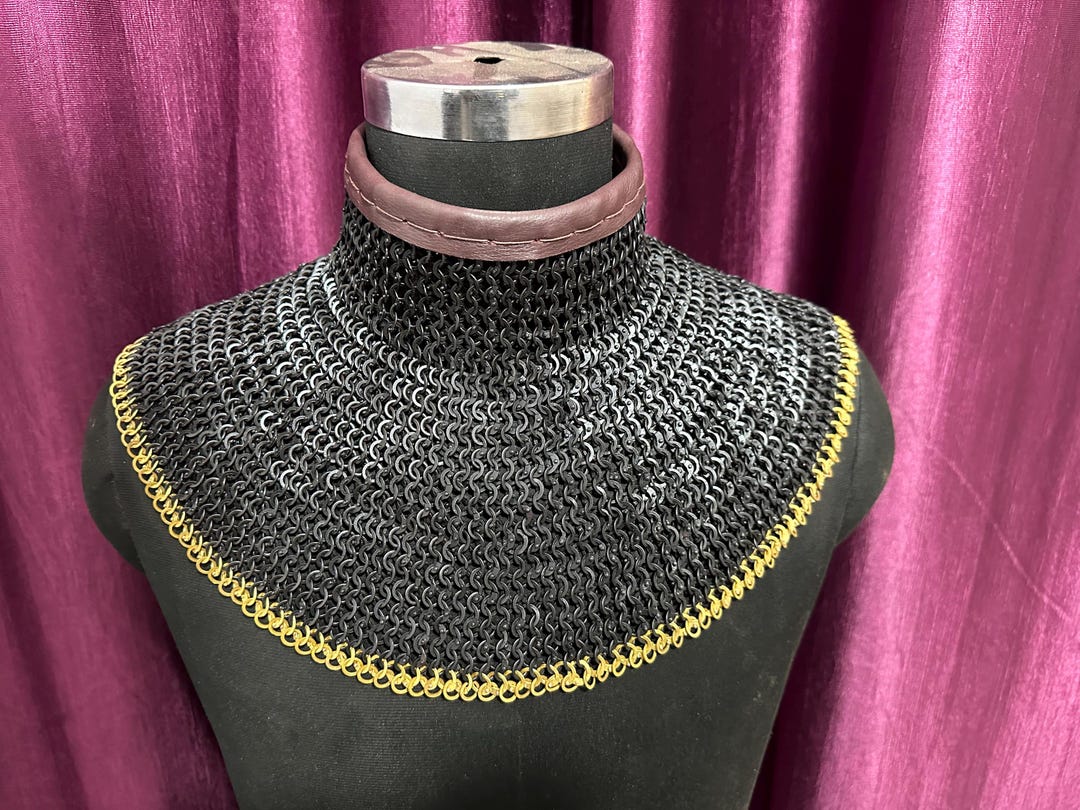 6 Mm Riveted Chainmail Collar / Gorget | Flat Ring Riveted Collar With ...