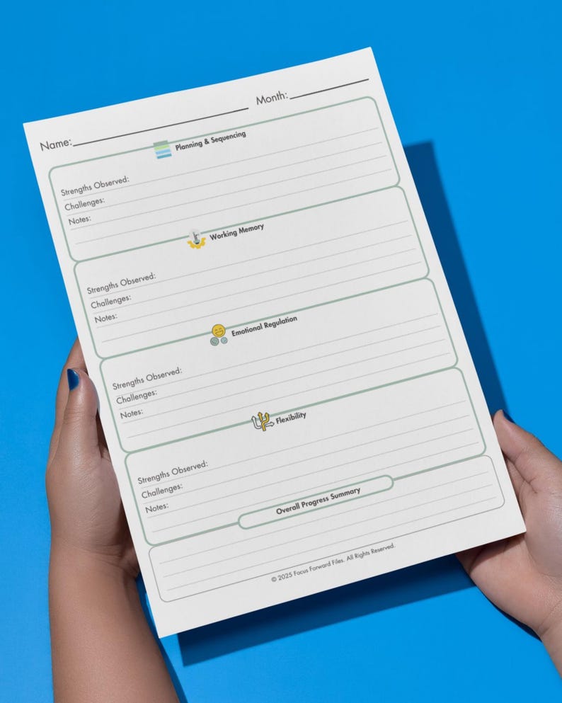 Monthly Executive Function Log | Printable ADHD Planner, IEP Progress ...