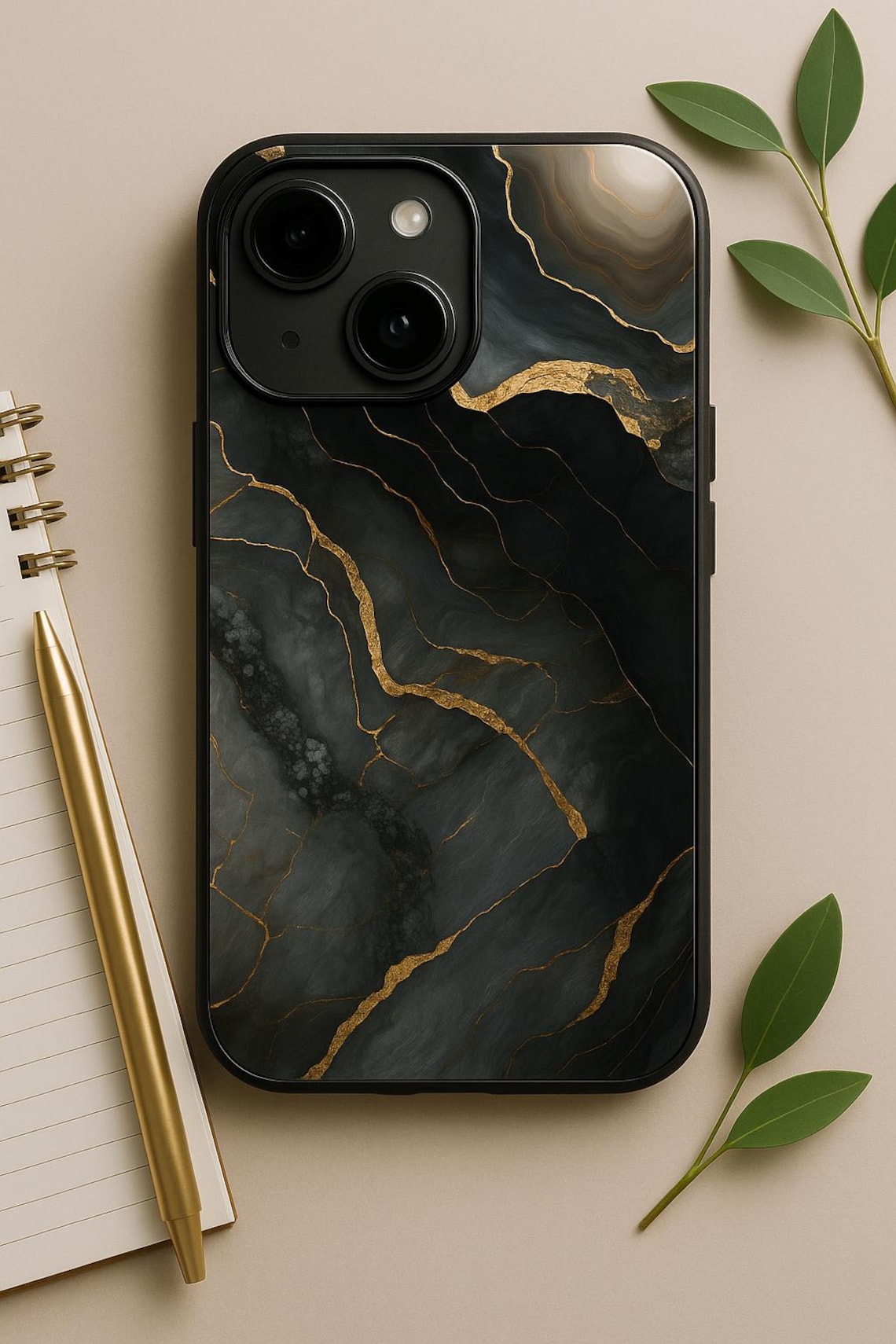 Black and Gold Marble iPhone Case- Luxury Abstract Stone Design- Glossy ...