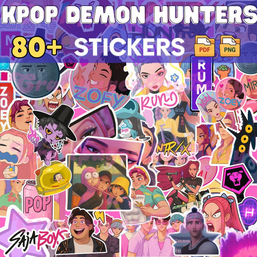 80+ KPOP Demon Hunters Sticker | Huntrix | Saja Boys Printable Set | 80 ...