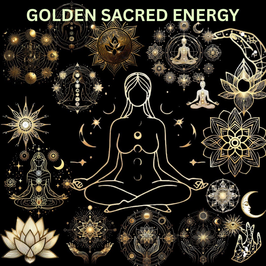 Golden Reiki Symbols, Healing Energy Clipart, Sacred Spiritual PNG Set ...