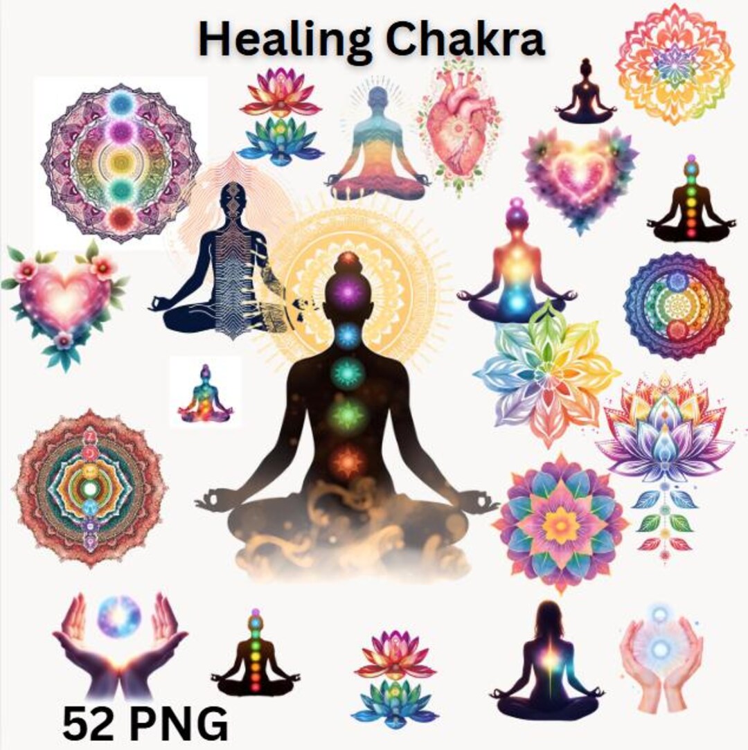 Chakra Healing Clipart Bundle 52 PNG Lotus Mandala Meditation Energy ...