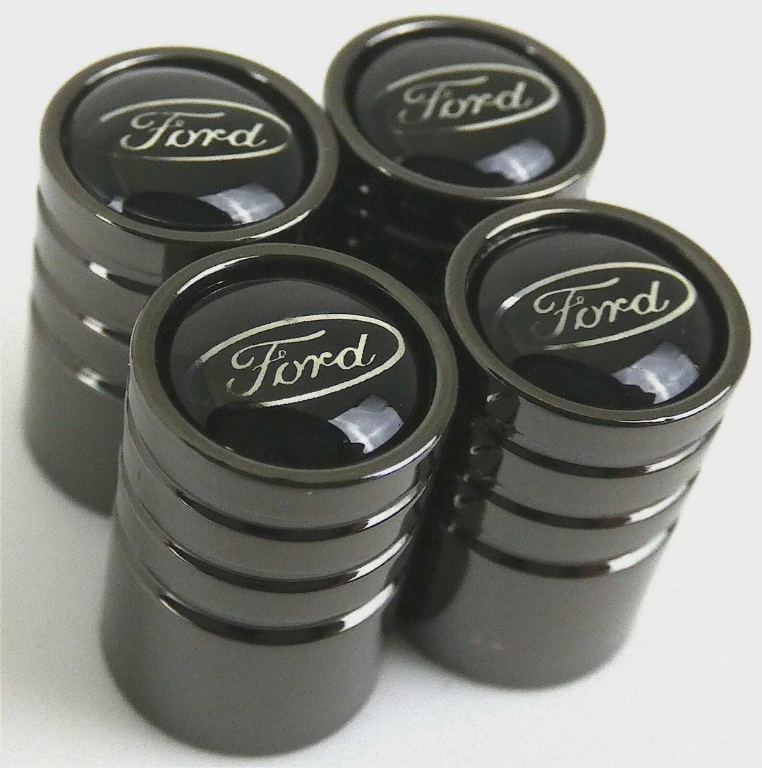 4 Tire Valve Stem Caps for Car, Truck Universal Fitting Metallic Black ...