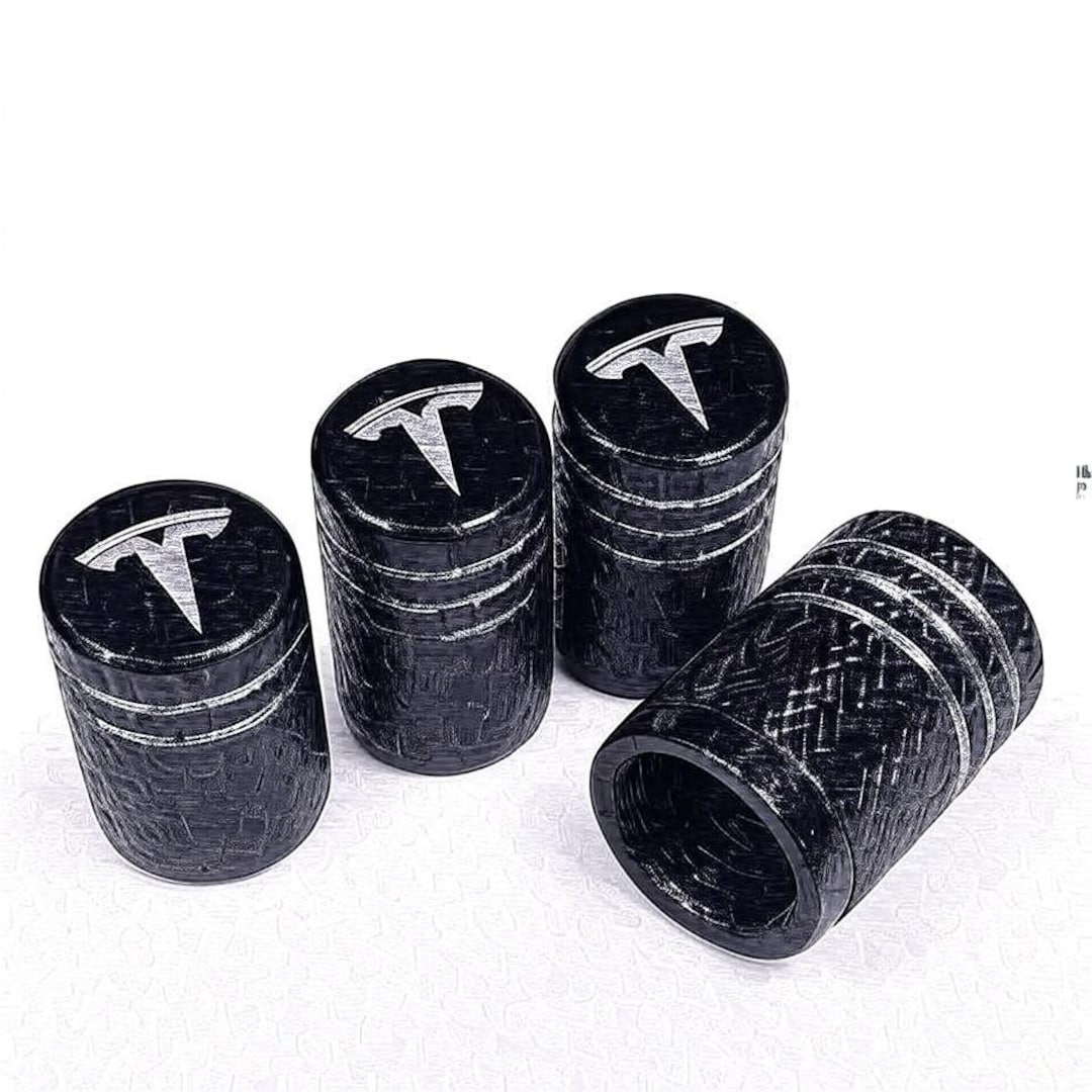 Tesla Tire Valve Stem Caps - Aluminum Alloy, Black (4pcs) - Etsy