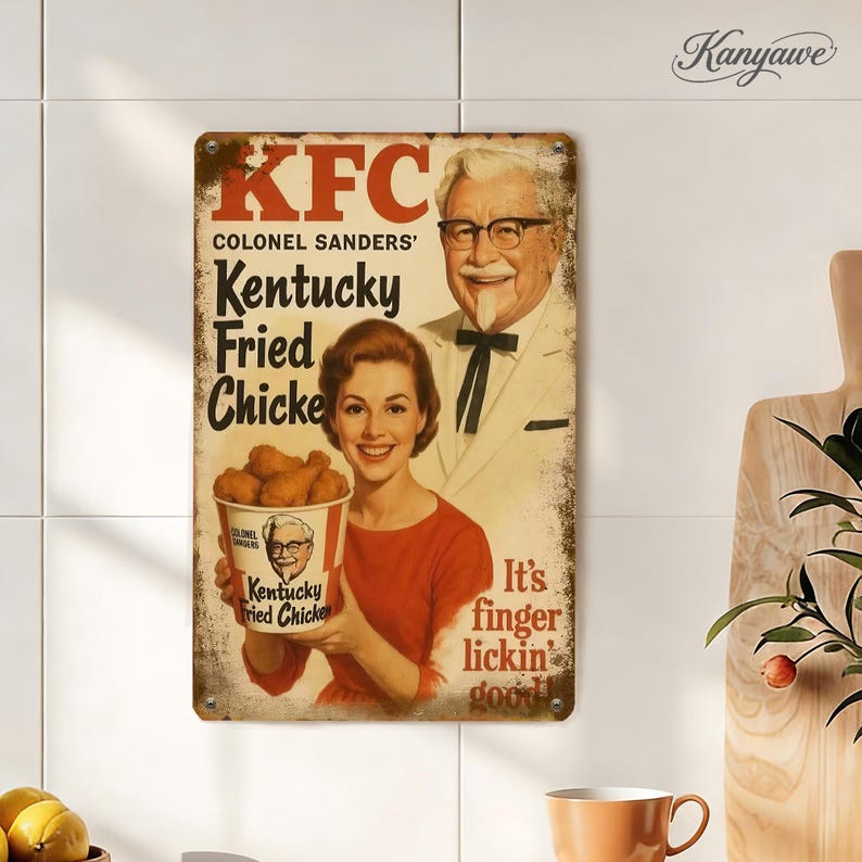 Vintage KFC Poster Sign,colonel Sanders Signs,personalized Sign,fried ...