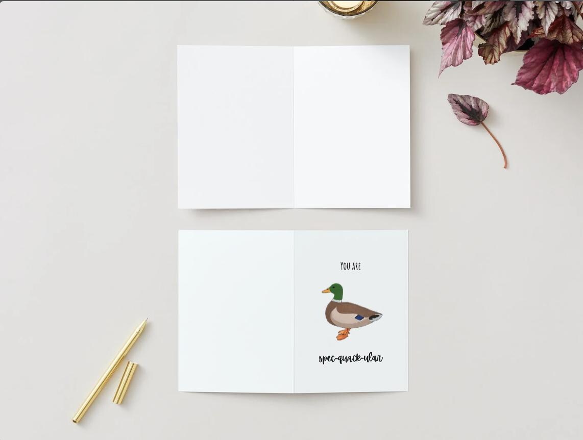 Funny Duck Pun Greeting Card: You Are Spec-quack-ular - Etsy