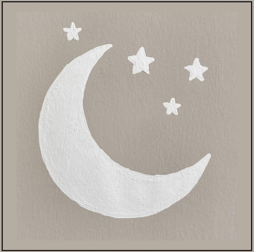 Moon and Stars Nursery Print – Neutral Baby Room Wall Art, Minimalist ...
