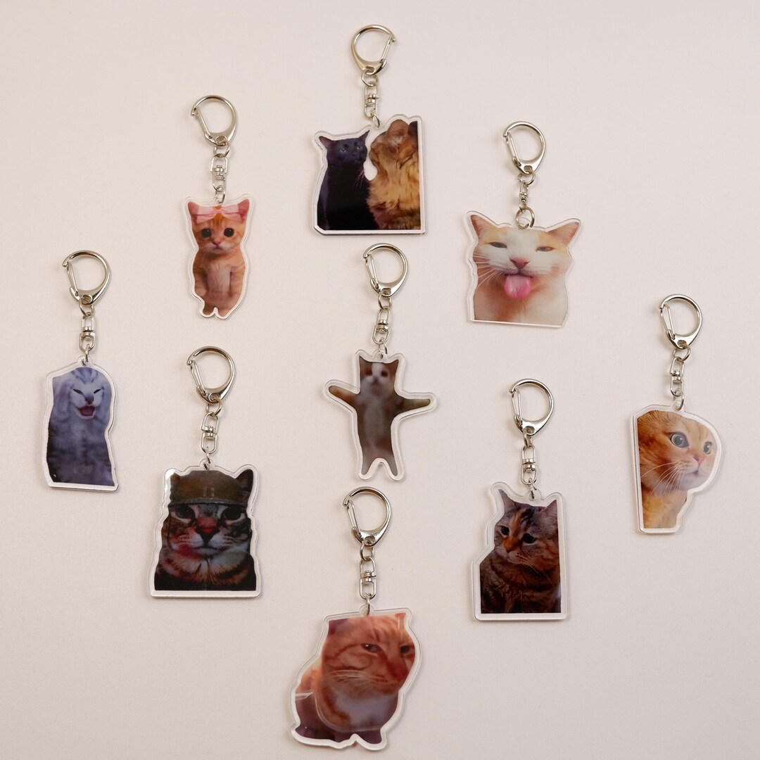 MEME Cat Head Emoji Pack Peripheral Characters Acrylic Keychains High ...