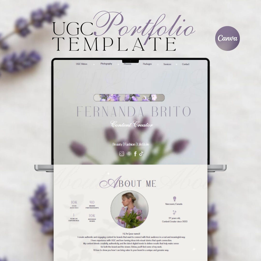 Floral UGC Portfolio Template: Editable Canva Website (instant Download ...