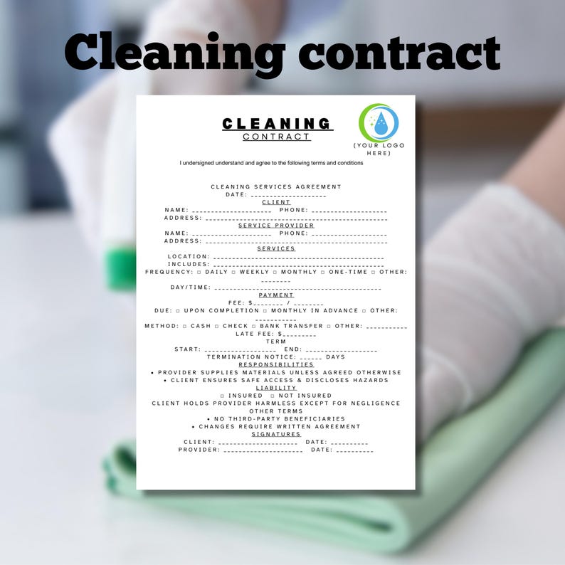 Ultimate Cleaning Contract Template for Professionals (PDF + Editable ...