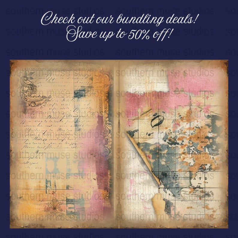 Map Junk Journal Paper, Digital Collage Sheets, Scrapbook Ephemera ...