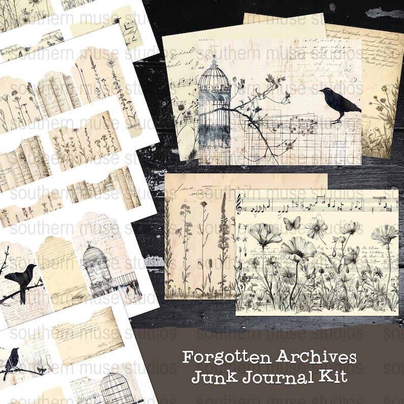 Digital Junk Journal Kit, 20 Printable Pages, Ephemera Papers ...