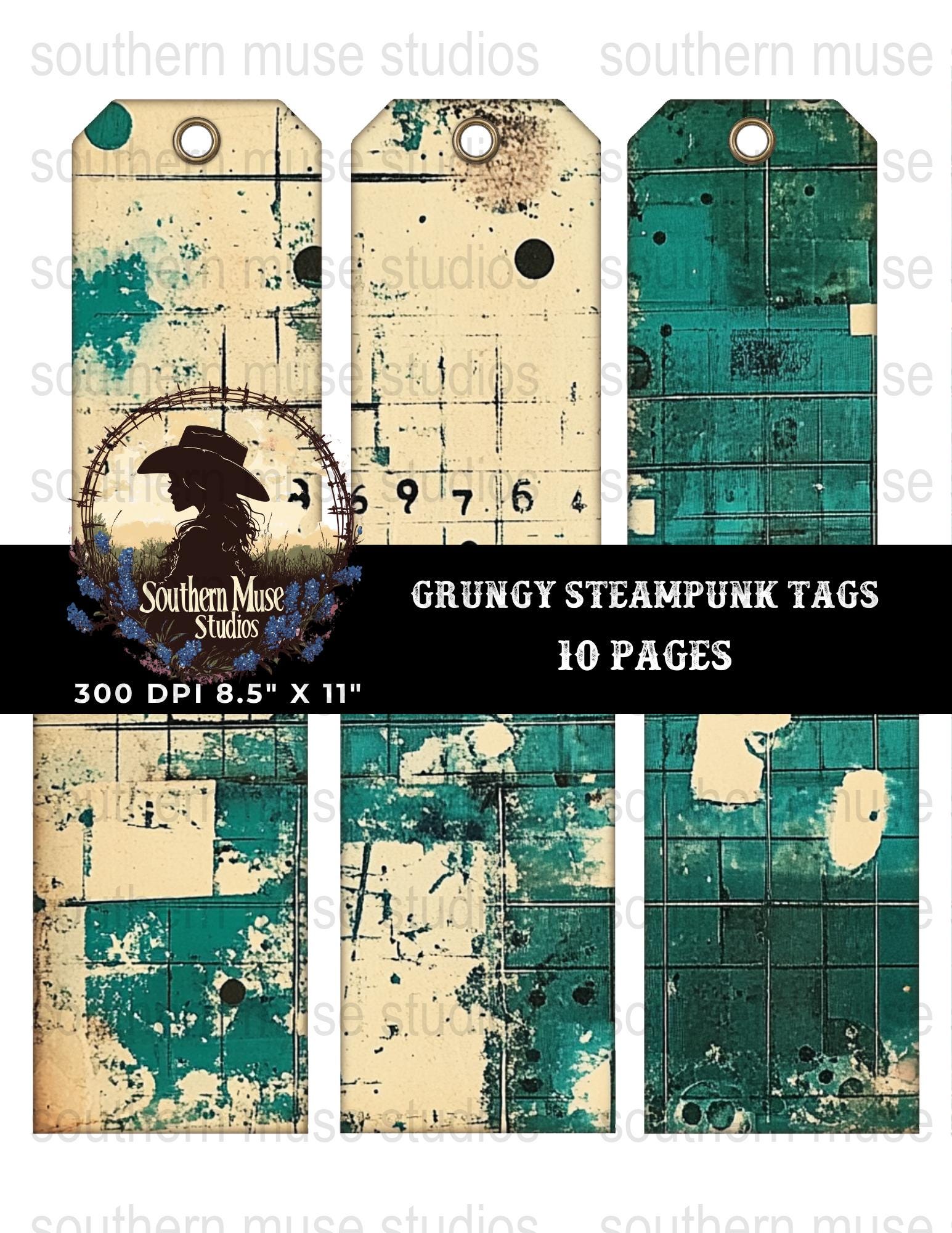 Grungy Steampunk Tags Digital, Printable Vintage Ephemera, Scrapbook ...