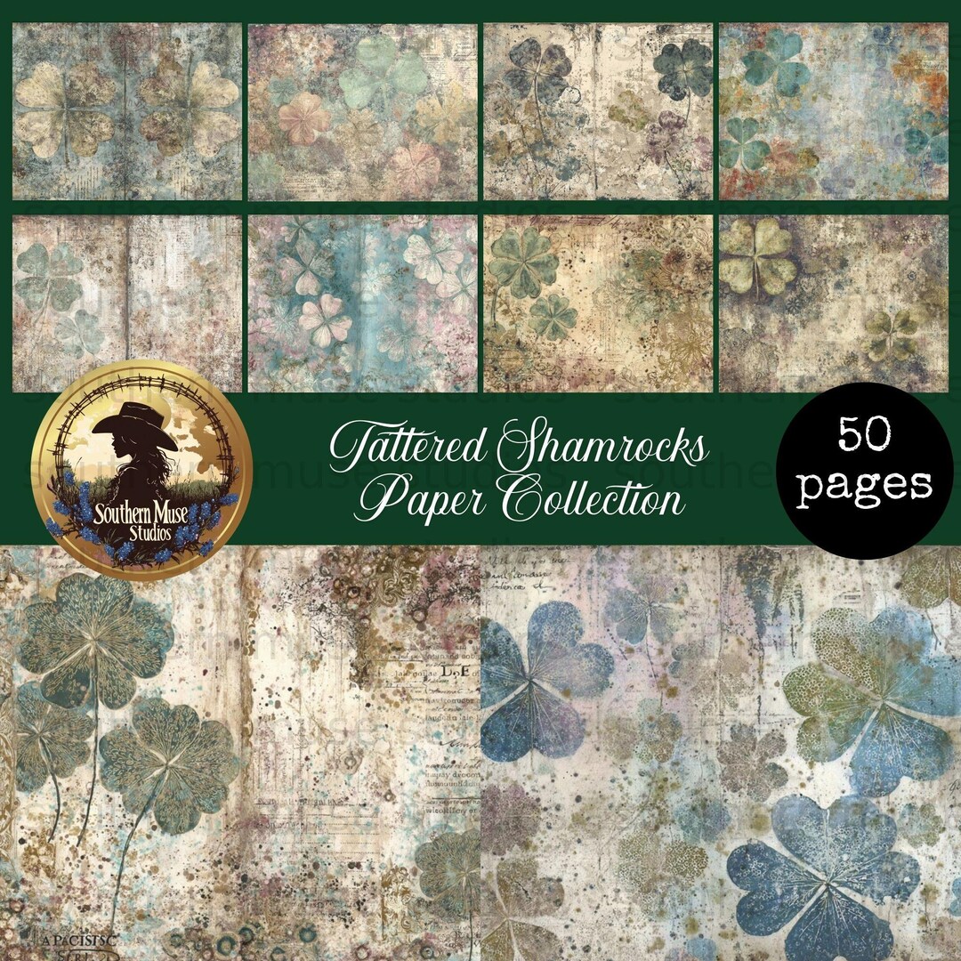 Shamrock Junk Journal Digital, Tattered Clover Papers, Scrapbook ...