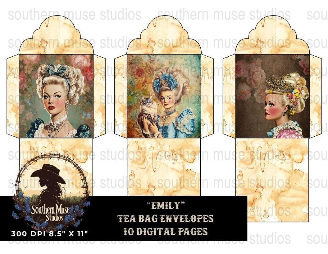 Emily Tea Bag Envelopes, Digital Download, Printable Envelopes ...