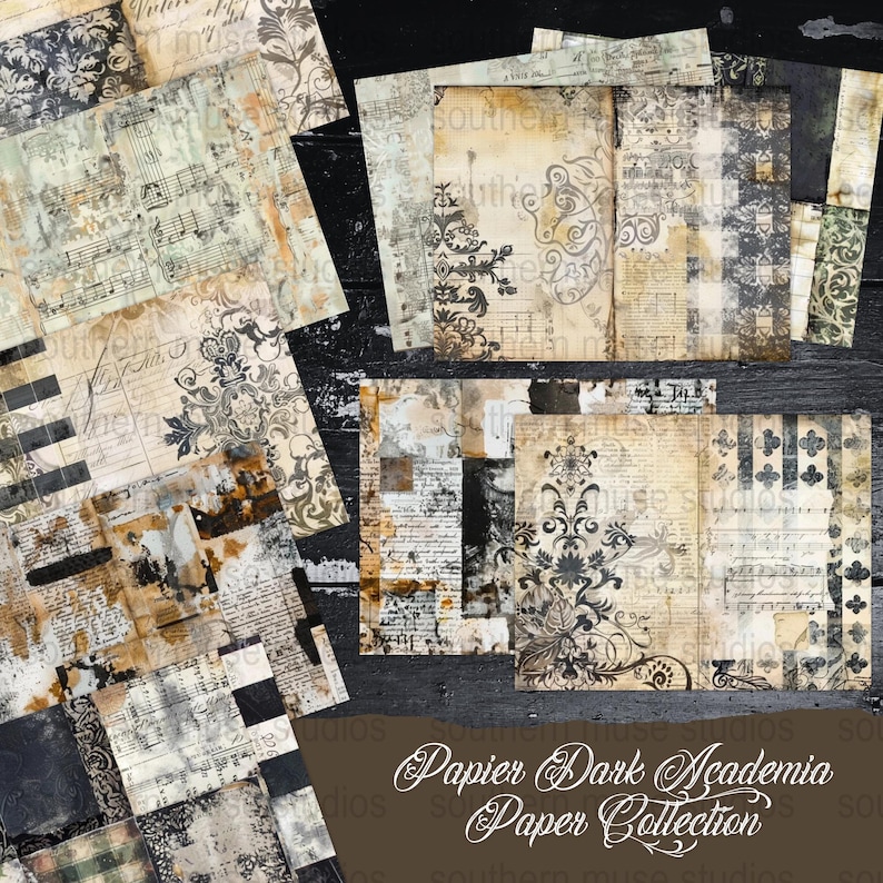 Dark Academia Paper, Digital Pages, Scrapbook Collection, Printable ...