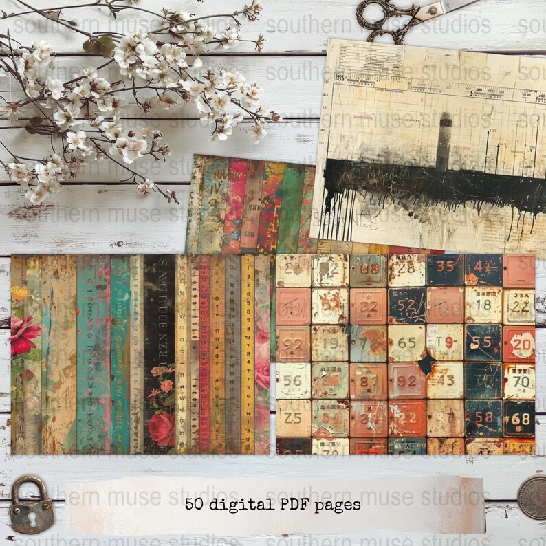 Junk Journal Typology Paper, Vintage Numbers Ephemera, Digital Prints ...