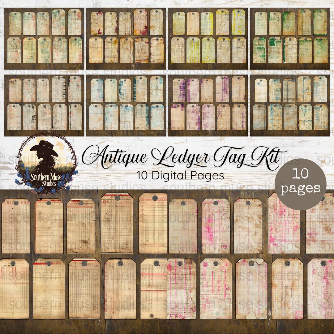 Antique Ledger Tag Kit, Vintage Printable Tags, Scrapbook Ephemera ...