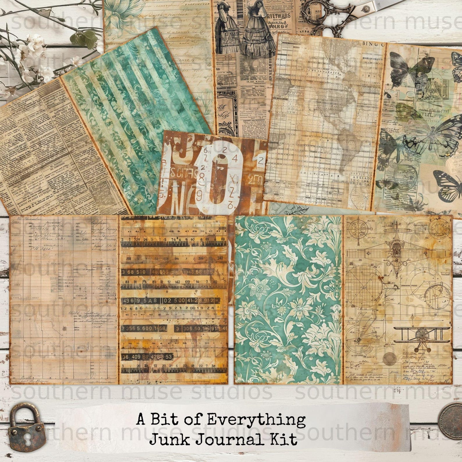 Digital Junk Journal Kit, Instant Download, Paper, Tags, Pockets, Word ...