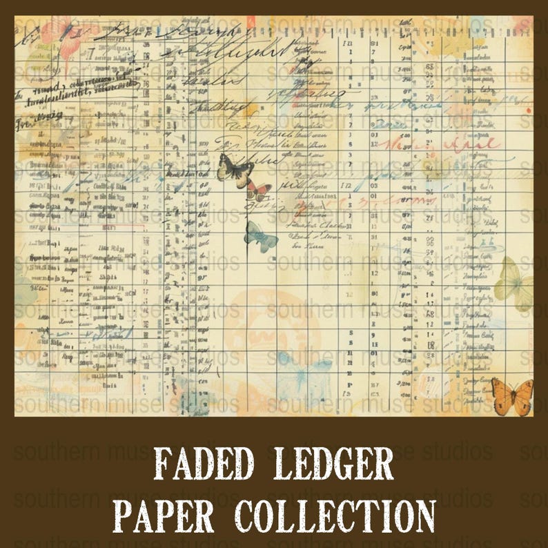 Faded Grungy Ledger Paper Digital, Printable Junk Journal, Ephemera ...