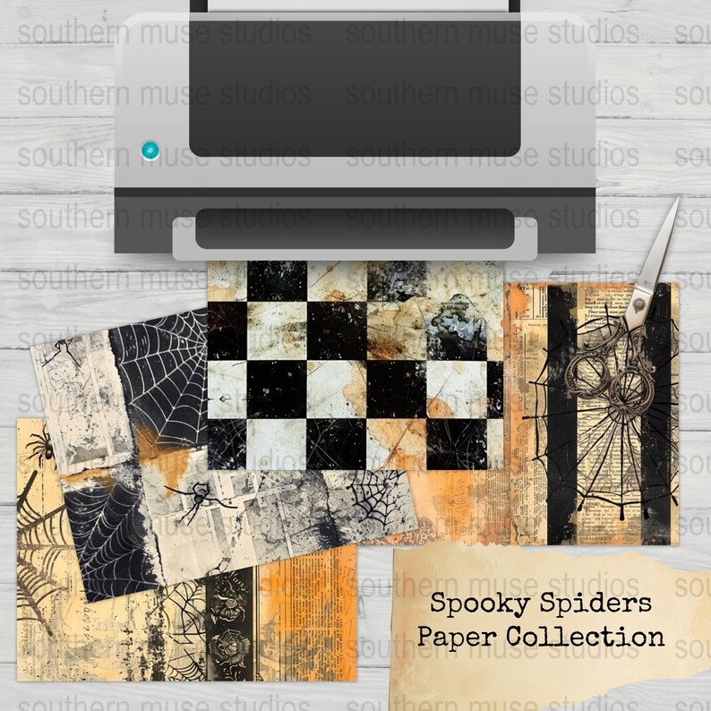 Spooky Spider Web Digital Paper Collection, Halloween Textures, Black ...