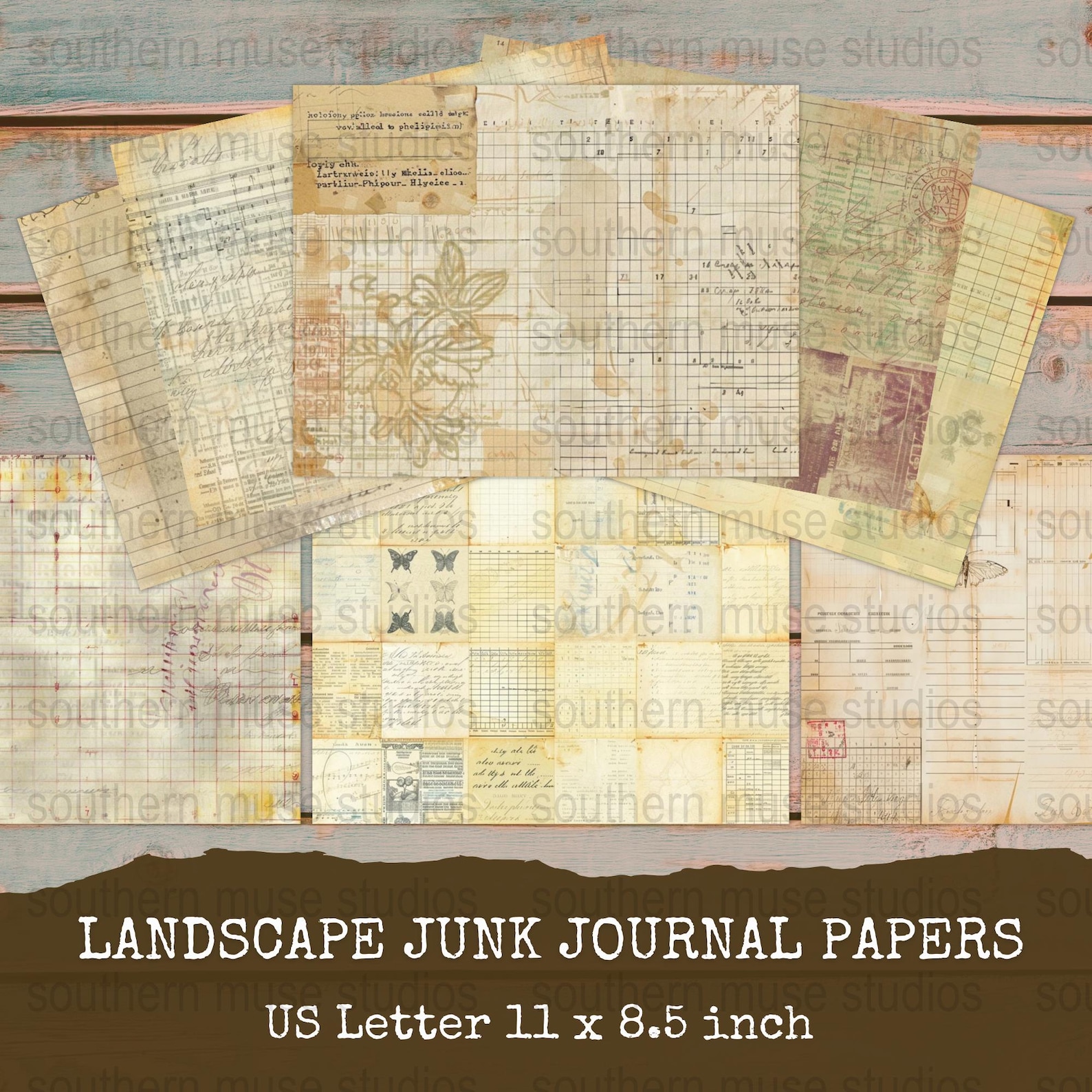 Faded Grungy Ledger Paper Digital, Printable Junk Journal, Ephemera ...
