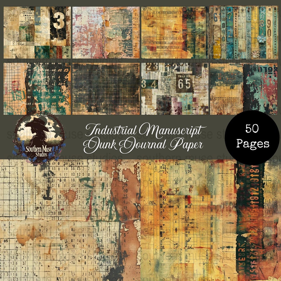 Junk Journal Digital Paper, Industrial Collage, Scrapbook Ephemera ...