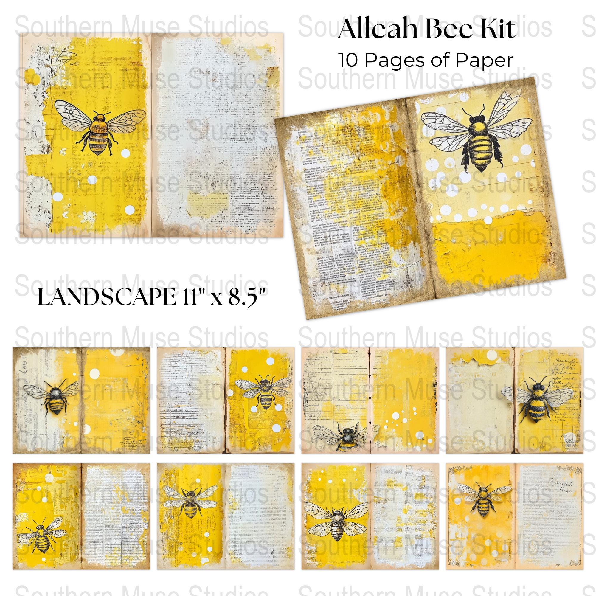 Bee Junk Journal Printable Kit 10 Vintage Grunge Digital Pages With ...