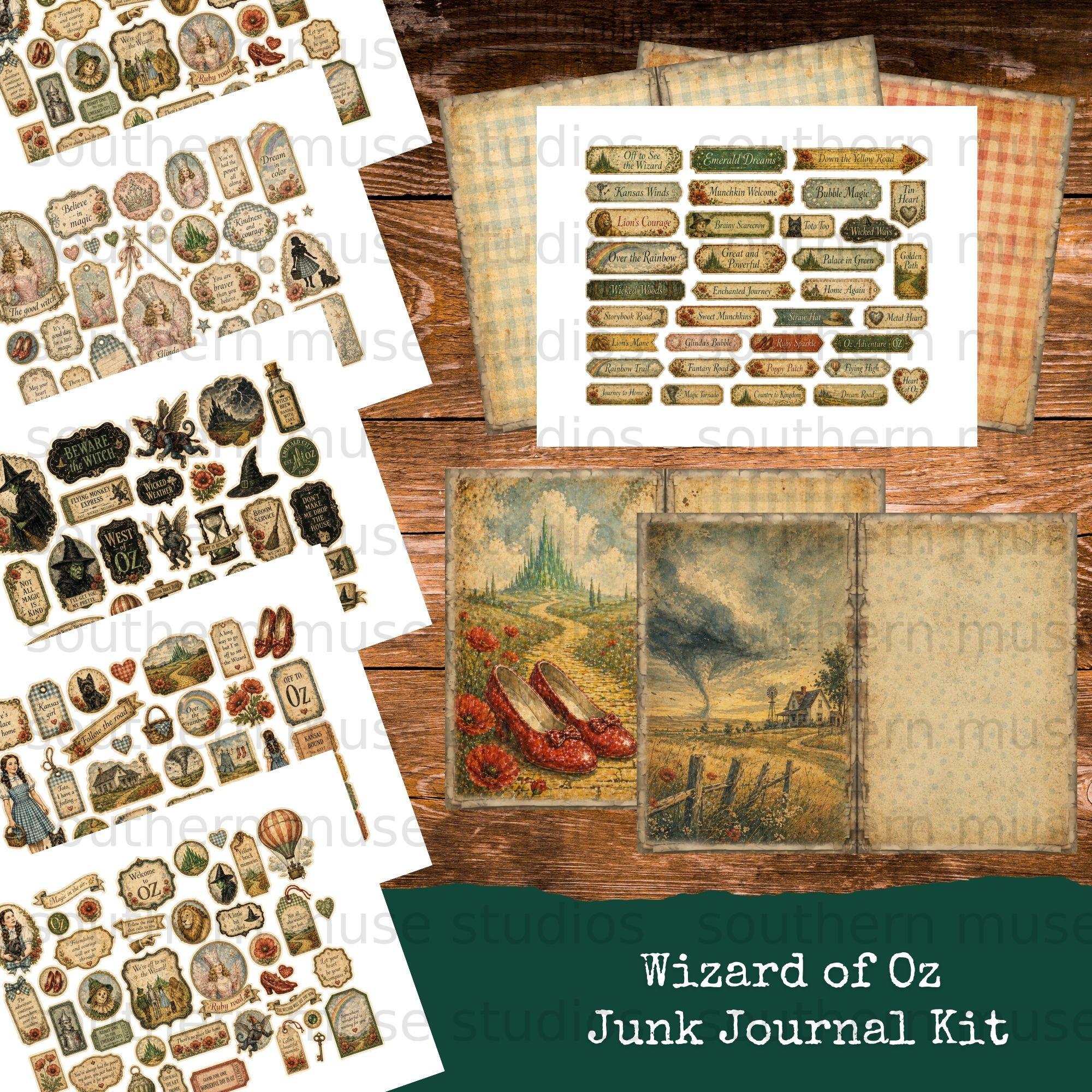 Wizard of Oz Journal Kit Digital Ephemera Printable Vintage Scrapbook ...