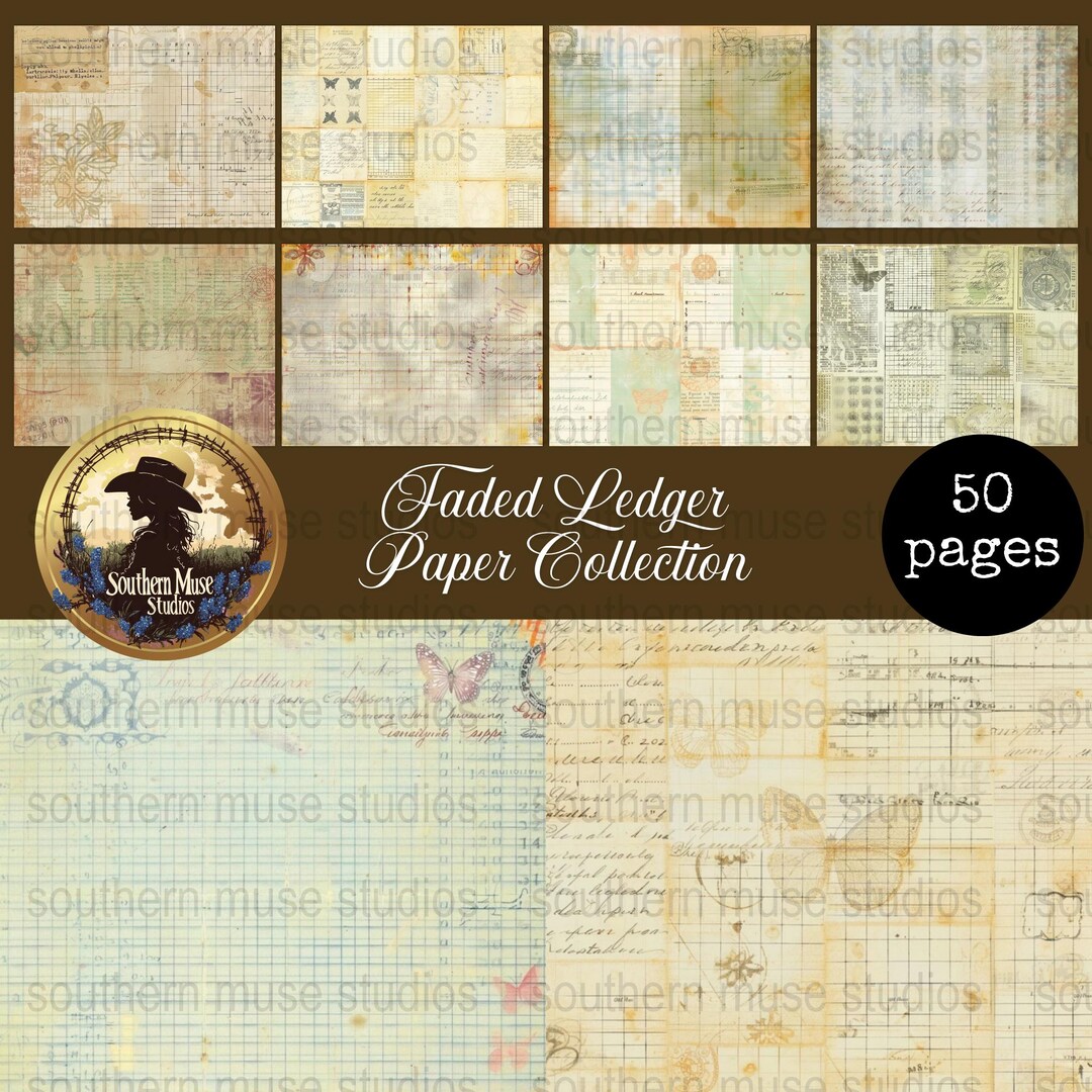 Faded Grungy Ledger Paper Digital, Printable Junk Journal, Ephemera ...