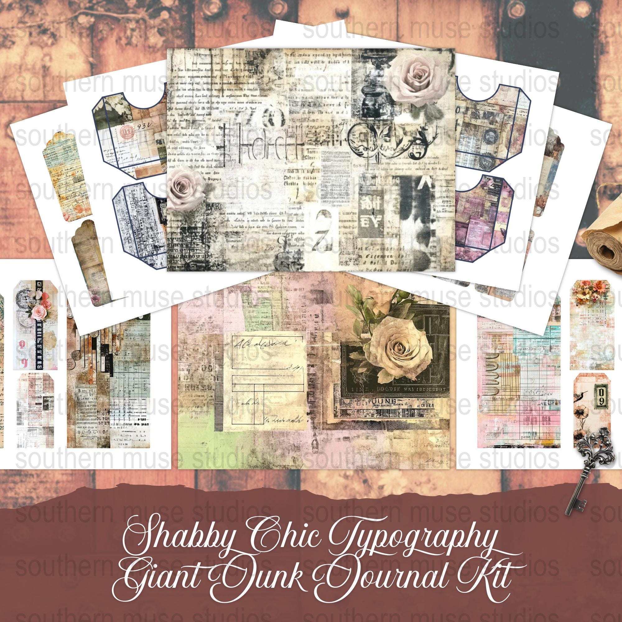 Giant Junk Journal Kit, Digital Papers, Printable Ephemera, Collage ...