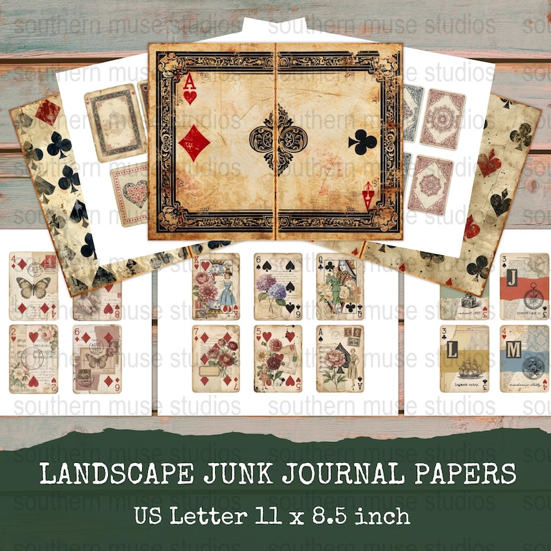 Vintage Playing Cards Digital, Junk Journal Kit, Instant Download, 40 ...