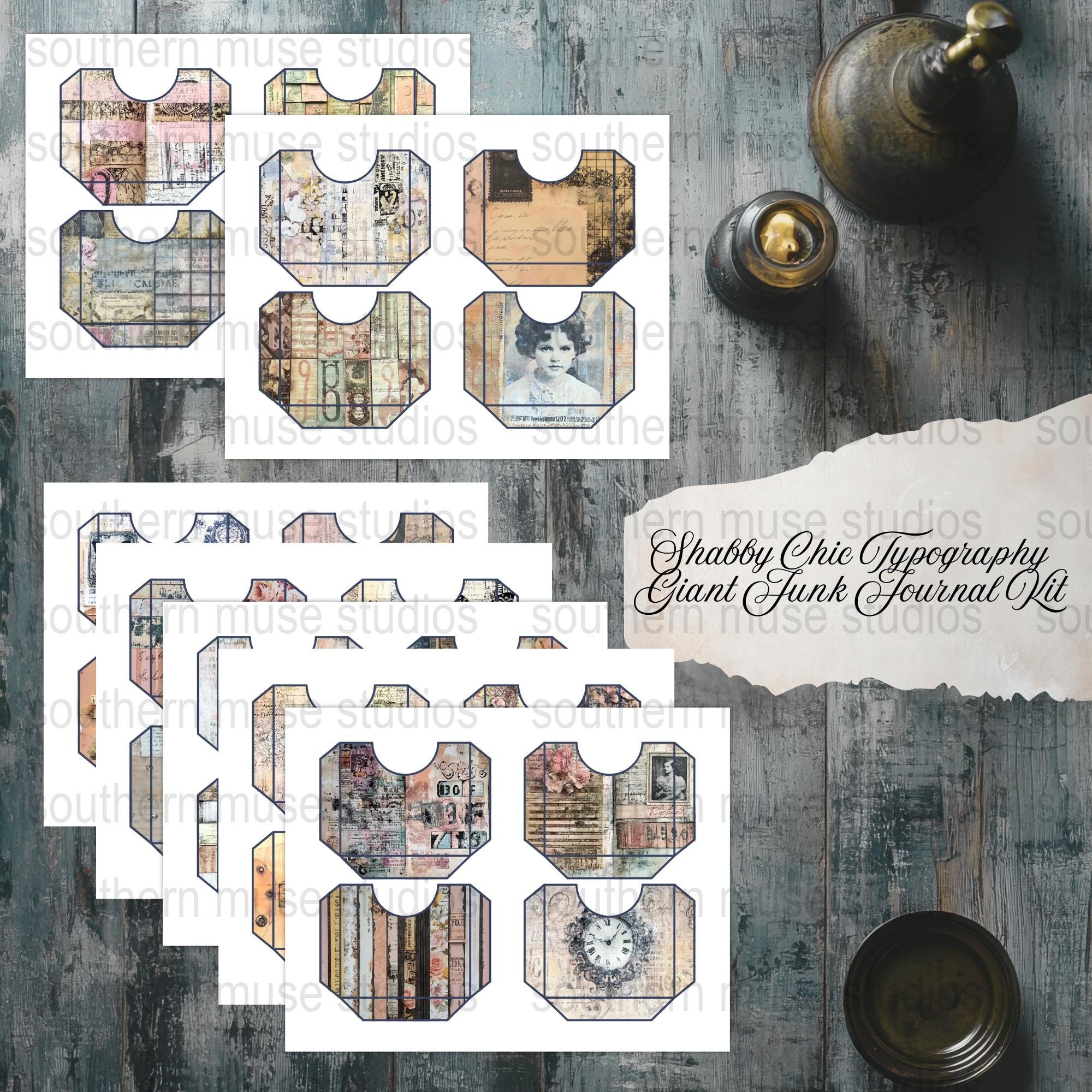 Giant Junk Journal Kit, Digital Papers, Printable Ephemera, Collage ...