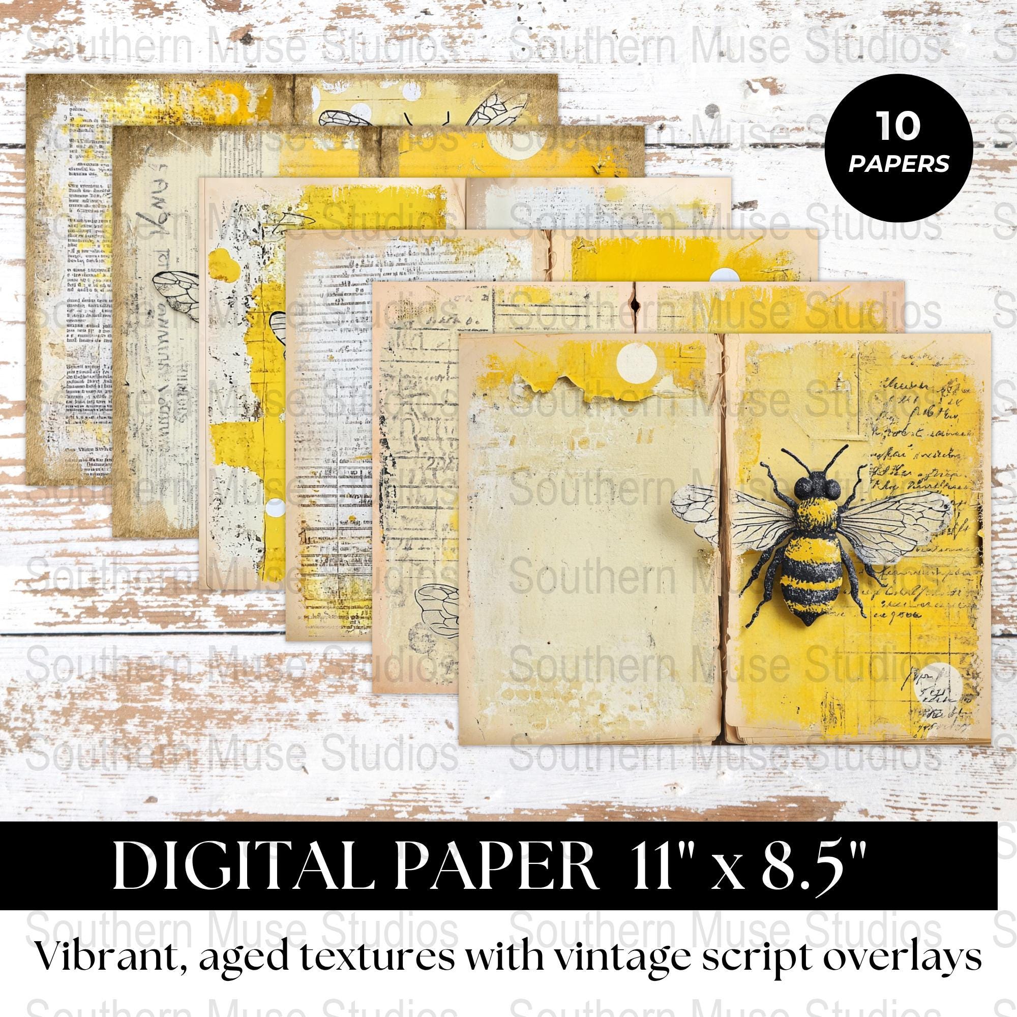 Bee Junk Journal Printable Kit 10 Vintage Grunge Digital Pages With ...