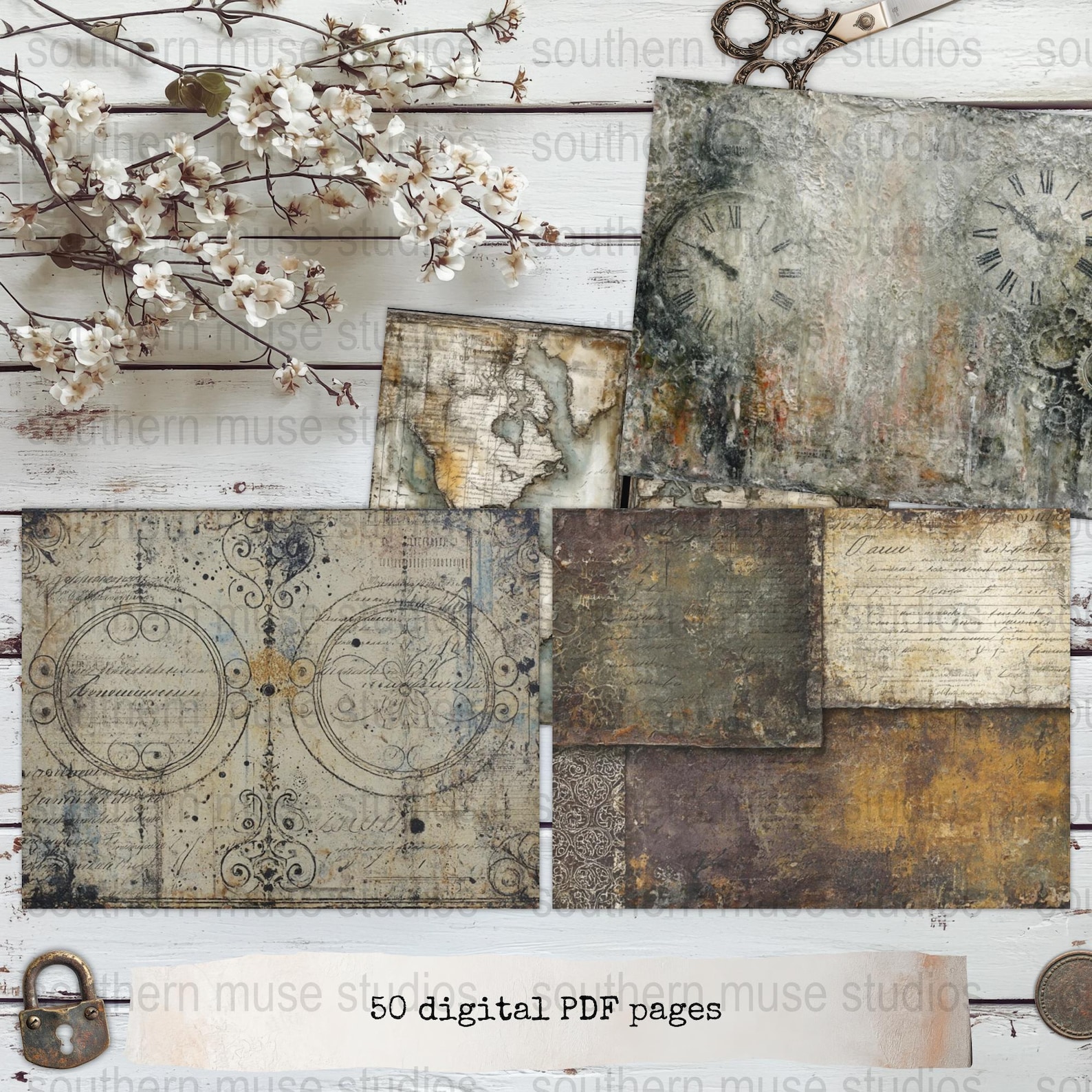 50 Junk Journal Digital Paper Pack, Vintage Scrapbook, Ephemera Pages ...