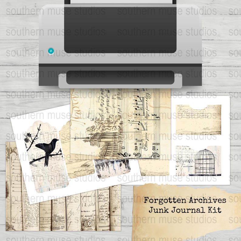 Digital Junk Journal Kit, 20 Printable Pages, Ephemera Papers ...