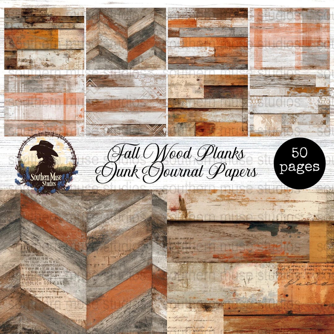 Fall Wood Planks Digital Papers, Rustic Scrapbook Paper, Junk Journal ...